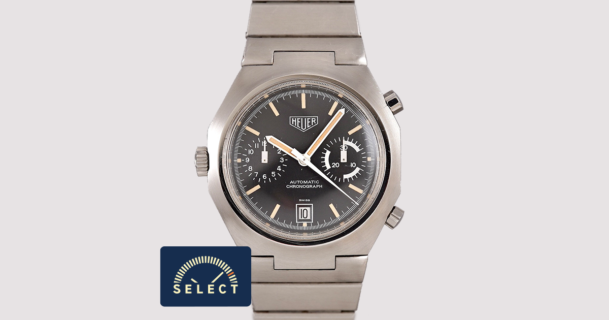 SELECT INC. [HEUER コルティナ Ref.110.233 レアな黒文字盤 Cal.12 自動巻 左リューズ クロノグラフ 1970年代製]